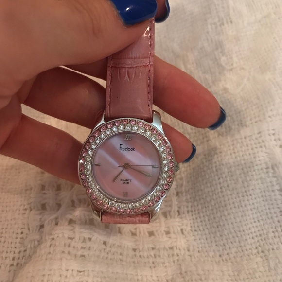 Freelook | Accessories | Freelook Baby Pink Watch Crystals Leather ...